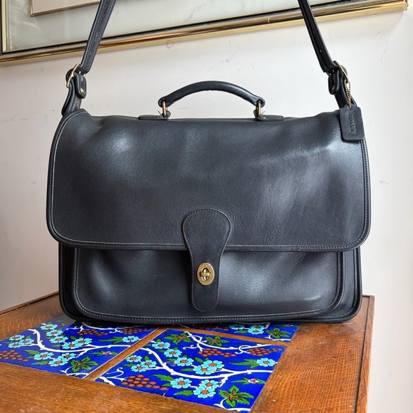 Coach | Bags | Rare Coach Metropolitan Brief 58 Black Leather Top ...